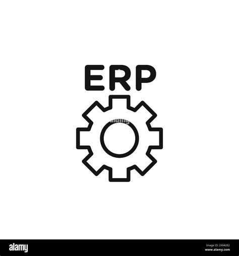 Enterprise Resource Planing Or Erp Icon Logo Sign Vector Outline In Black And White Color Stock