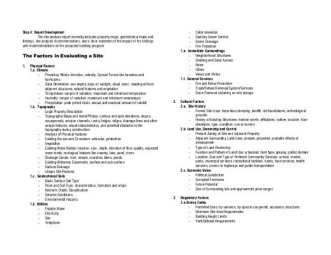Landscape Architecture Site Analysis Checklist