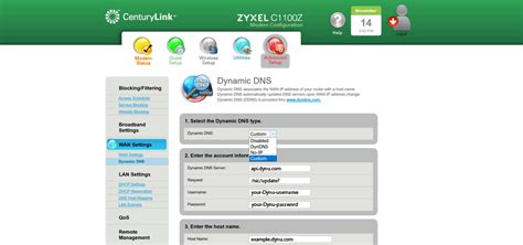 Centurylink Actionec C3000a Zyxel C1100z Dynamic Dns Service Dynu