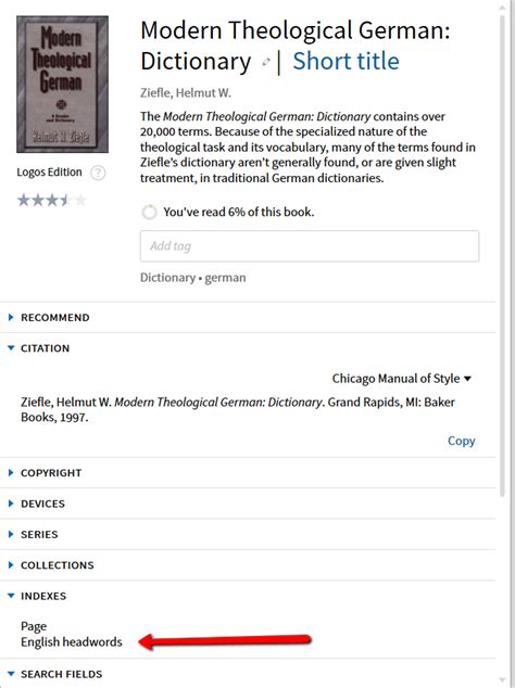 resource bug wrong index in dictionary of modern theological german
