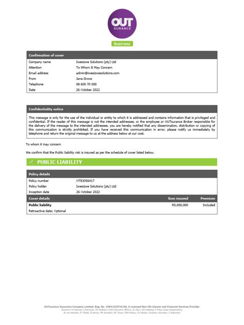 Risk Summary Outsurance Pdf