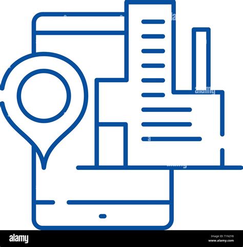 Geolocation System Line Icon Concept Geolocation System Flat Vector