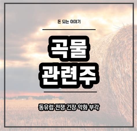 곡물 관련주 Top 5종목 식량위기 고려산업 팜스토리 아시아종묘 미래생명자원