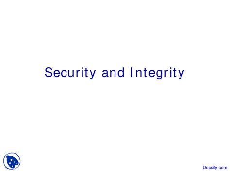 Security And Integrity Database Systems Lecture Slides Docsity