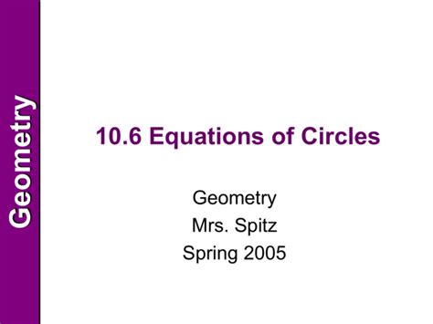 Equations Of Circles Geometry Presentation