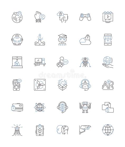Data Tech Line Icons Collection Algorithm Analytics Big Data