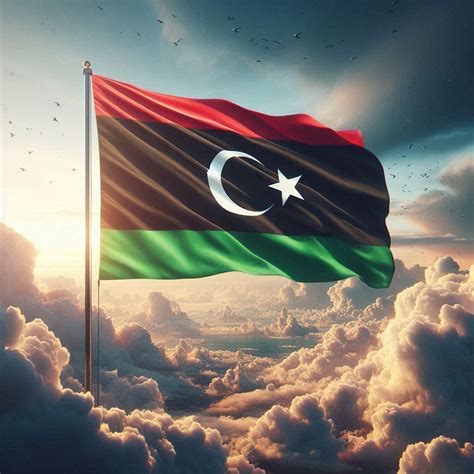 علم ليبيا يرفرف في السماء 🇱🇾🌫☀