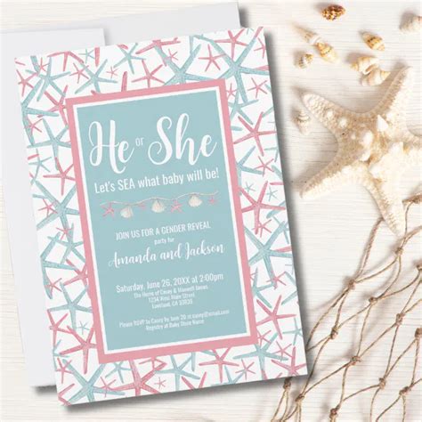 Boy Girl Beach He She Summer Gender Reveal Party Invitation Zazzle