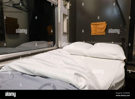 Made Up Bed In A Single Cabin Train Sleeper On Via Rail Canadian Train