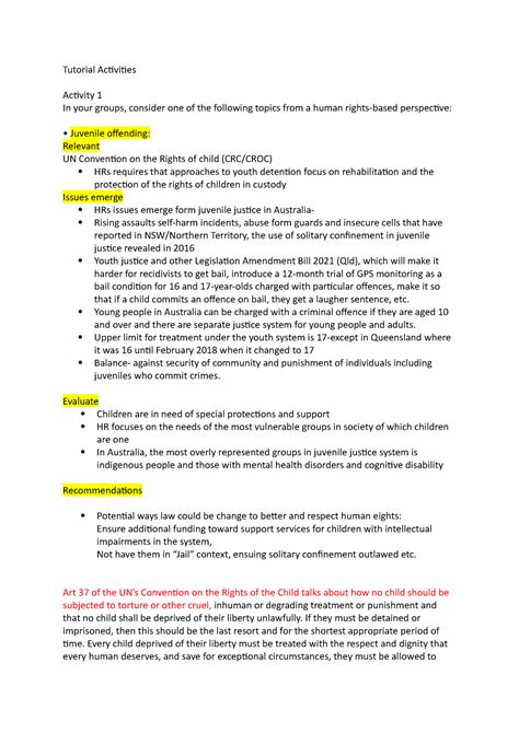 Tutorial Activities Week 104 Tutorial Activities Activity 1 In Your