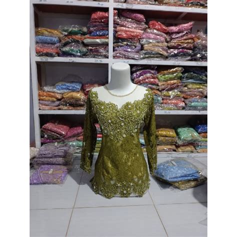 Jual Ld 98 100 Hijau Army Kebaya Semi Prancis Shopee Indonesia