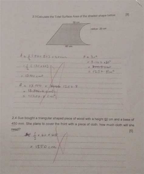 Solved Calculate The Total Surface Area Of The Shaded Chegg