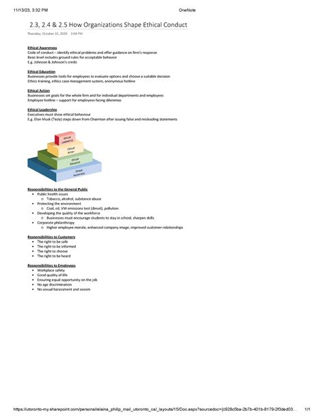 Ethical Conduct Notes On The Chapter 11 13 23 3 32 PM OneNote Studocu