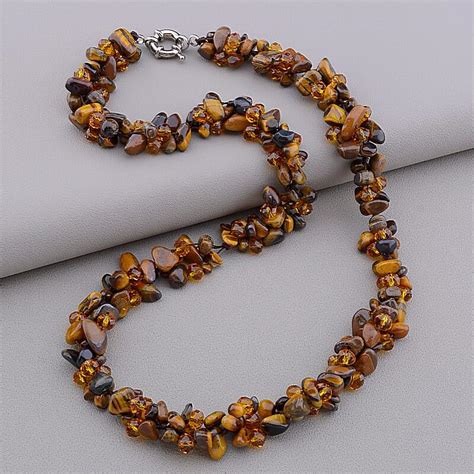 Намисто Тигрове око природне каміння крихта Чеський кришталь довжина 60 см Id 1501319983