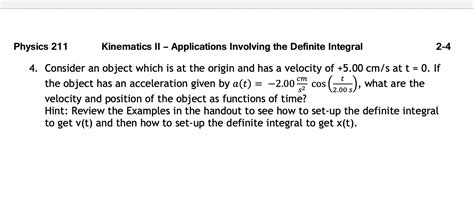 Nysics 211 Kinematics Ii Applications Involving The