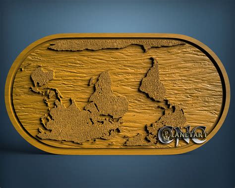 World Map 3d Stl Model 11573 Cnc Planet Art