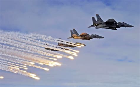 War Airplanes Flares F 15 Eagle Wallpapers Hd Desktop And Mobile