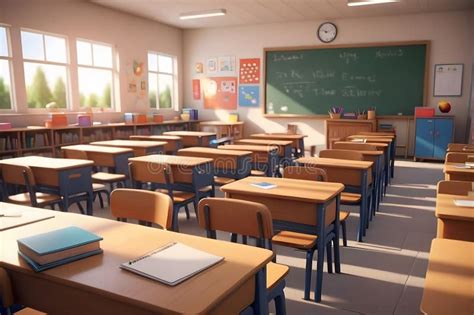 Empty Classroom With Desks And Chairs Stock Illustration Illustration Empty Classroom With Desks And Chairs Stock Illustration Illustration