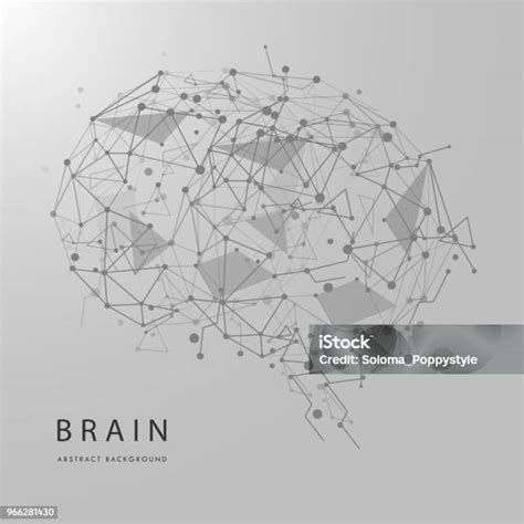 흑백 다각형 와이어 프레임 두뇌 배경에 고립입니다 벡터 추상적인 그래픽 디자인입니다 Eps10 와이어 프레임 모델에 대한 스톡 벡터 아트 및 기타 이미지 Istock