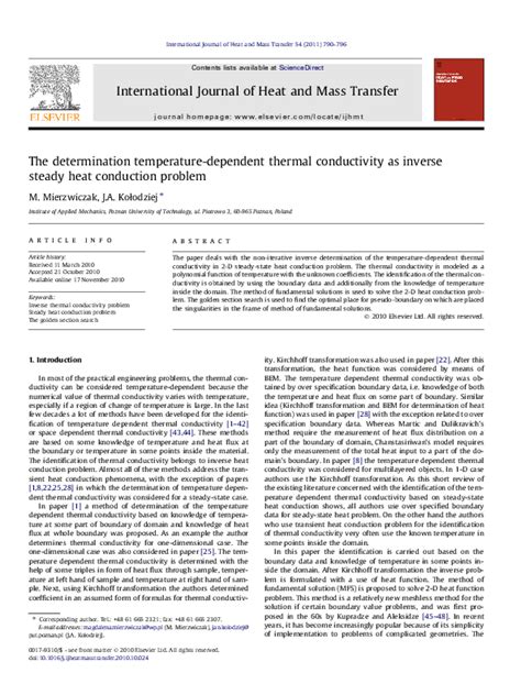 Pdf The Determination Temperature Dependent Thermal Conductivity As