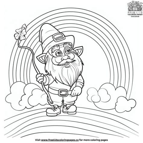 Magical Leprechaun With Rainbow Coloring Pages