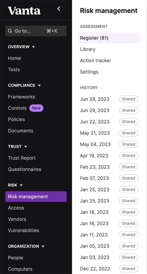 Creating A Risk Snapshot Vanta