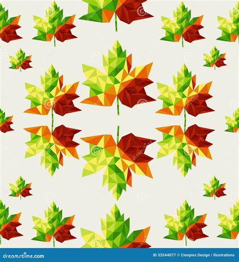 Geometric Autumn Leaves Seamless Pattern Backgroun Stock Vector
