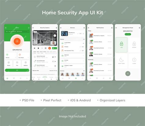 Premium Psd Home Security App Ui Kit