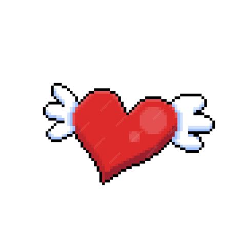 Premium Vector Love Shape With Angel Wing In Pixel Art Style
