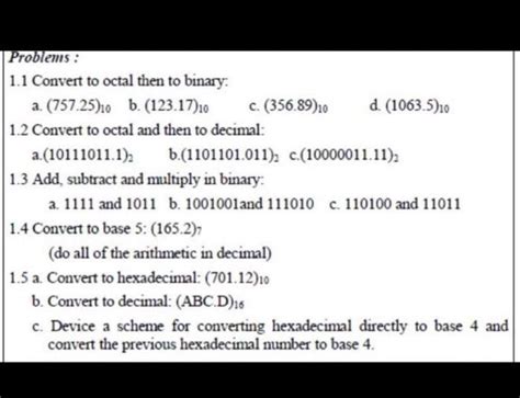 Solved Problems Convert To Octal Then To Binary A Chegg