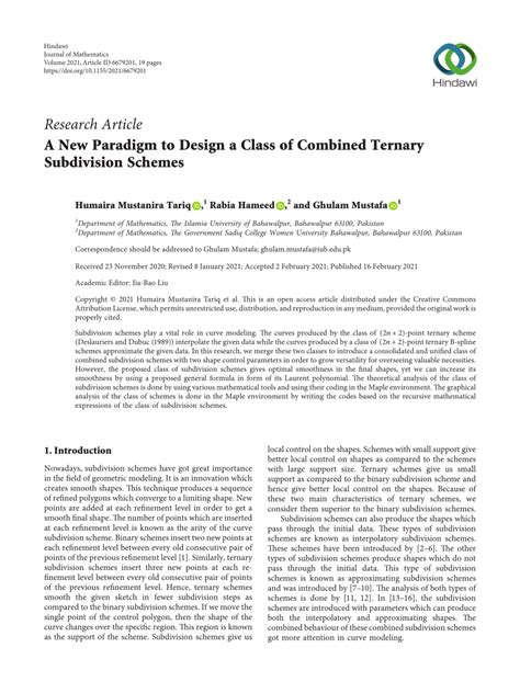 pdf a new paradigm to design a class of combined ternary subdivision