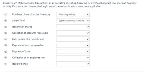 solved classify each of the following transactions as an