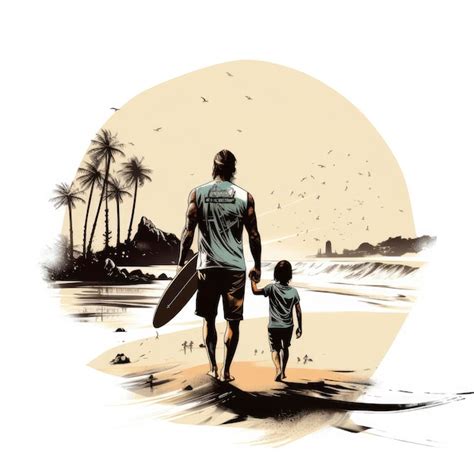 Premium Photo A Rad Dad Hanging 10 Father And Son At The Beach Surfing