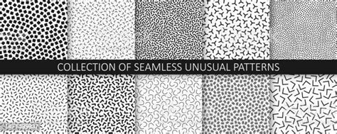 벡터 원활한 흑백 패턴의 컬렉션입니다 트렌디한 추상 흑백 배경 심플하고 특이한 패브릭 프린트 세련된 질감 0명에 대한 스톡 벡터 아트 및 기타 이미지 Istock