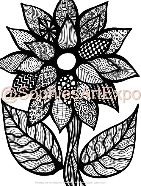 Easy Zentangle Patterns Flower