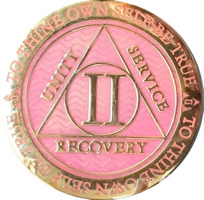 2 Year Aa Medallion Pink Gold Plated Alcoholics Anonymous Sobriety Chip
