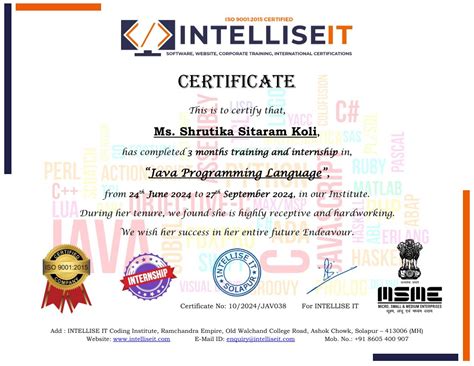 excited to share that i have successfully completed my java internship