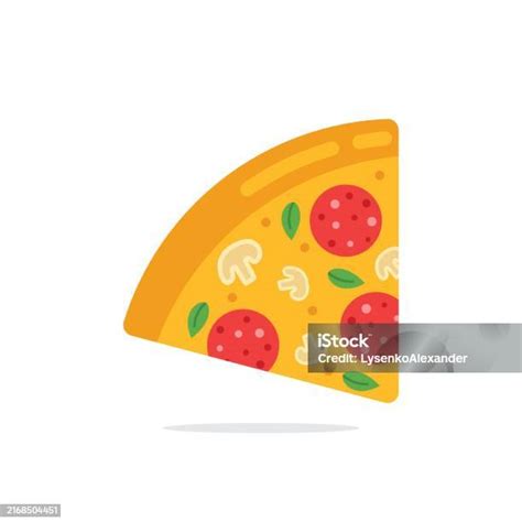 플랫 스타일의 피자 아이콘 조각입니다 Pepperoni 슬라이스 음식 벡터 일러스트 레이 션 절연 배경 피자 가게 표시 사업