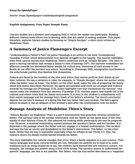 📌 English Assignment Free Paper Sample