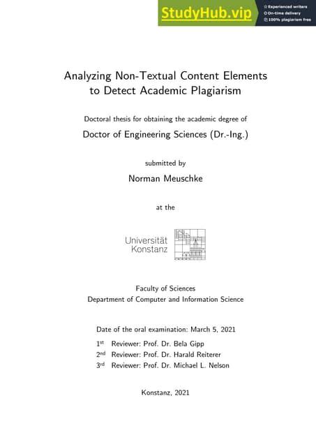 Analyzing Non Textual Content Elements To Detect Academic Plagiarism Pdf