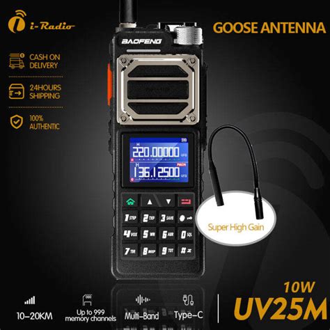 Baofeng Uv25m Walkie Talkie Vhf Uhf Multi Band Portable Two Way Radio Air Receiver 10w High