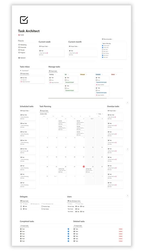 task architect notionland template gallery