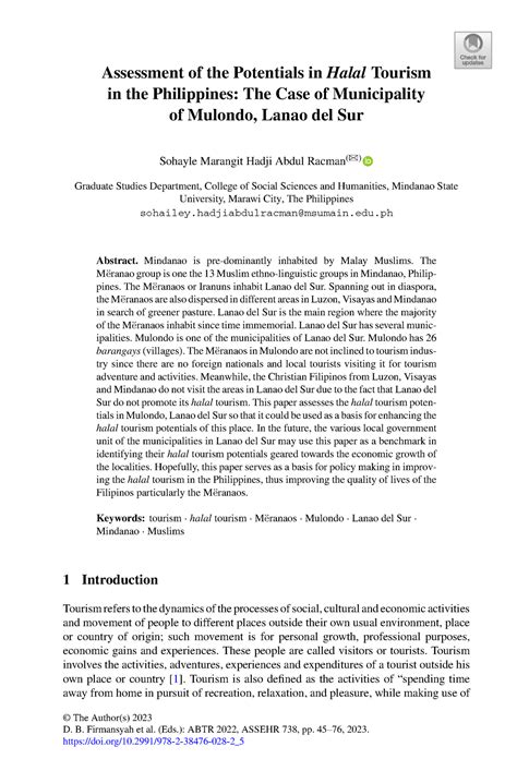 Spatial Process Assessment Of The Potentials In Halal Tourism In The Philippines The Case Of