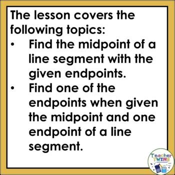 The Midpoint Formula Lesson By Teacher Twins TPT