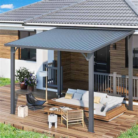 U Max Pergola 10x8 Hardtop Outdoor Gazebo Heavy Duty Lean To Metal