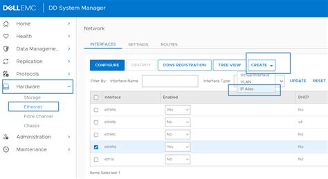 Data Domain Configuring A Vlan And Ip Alias With Graphical User