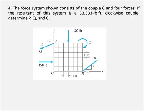 Solved 4 The Force System Shown Consists Of The Couple C
