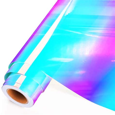 Vinil Adhesivo De Corte Holográfico Arco Iris Plata Fauca