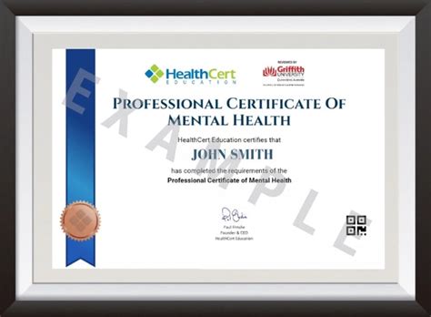 Professional Certificate Of Mental Health