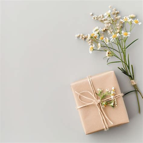 Premium Photo Aesthetic T Wrapping With Twine And Fresh White Flowers